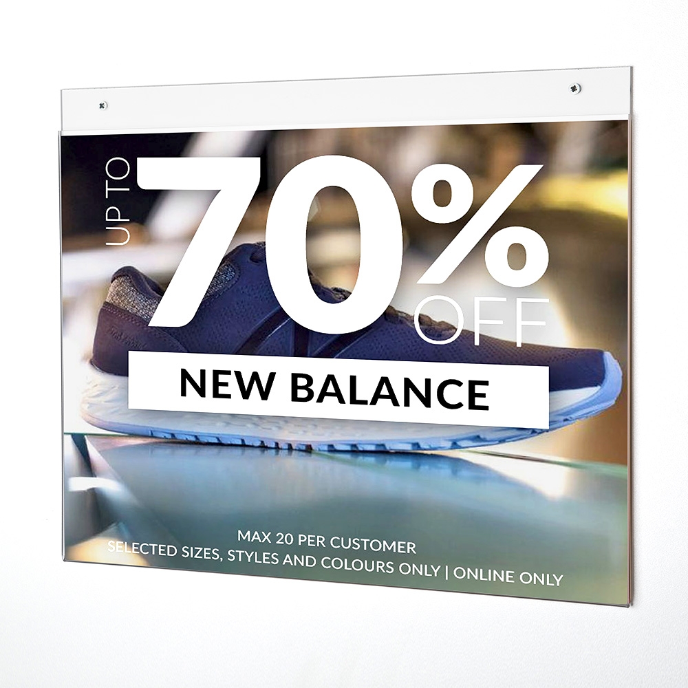 A3 Acrylic POS Sign Holders – Wall Mounted or Hanging, Landscape