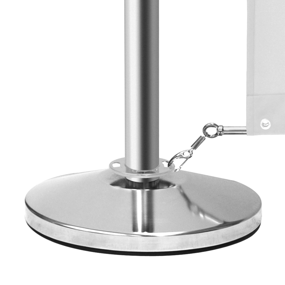 Outdoor Cafe Dividers – 2 White Banners w/ 3 Silver Posts