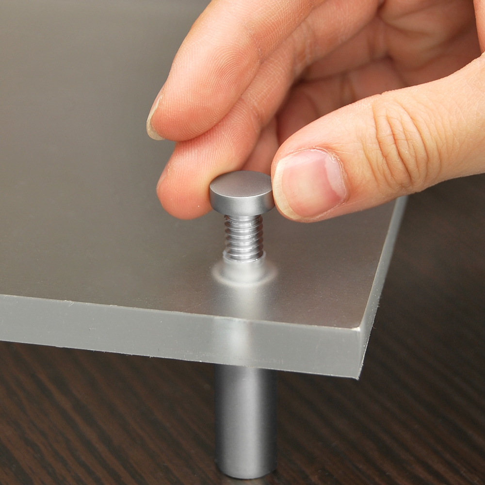 This Sign Standoff uses a Through Mount with a Silver Finish!