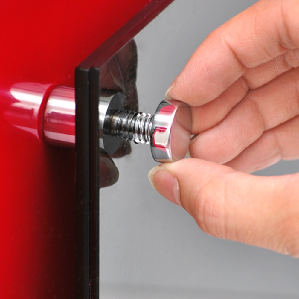 This Standoff Sign has a Polished Chrome Finish for Style.