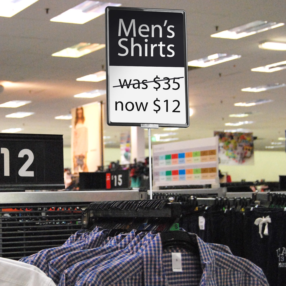 POS Frame in Black, Double-sided Durable Plastic Signage