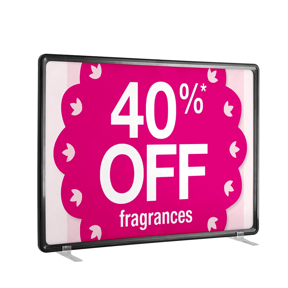 POS Frame in Black, Double-sided Durable Plastic Signage