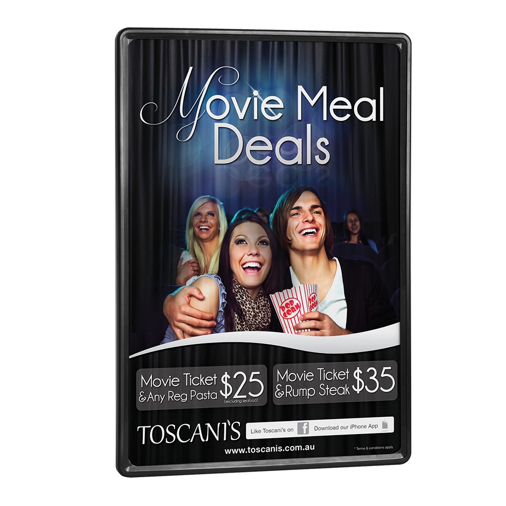 POS Frame in Black, Double-sided Durable Plastic Signage