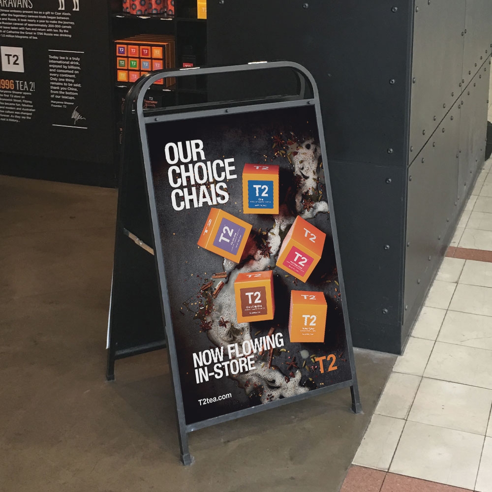 This Footpath Sign has Printed Custom Graphics to Gain Attention!