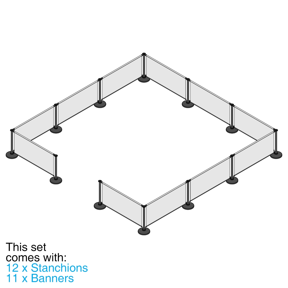 The Event Barrier has 12 Posts & 11 Banners to Cover a Large Area!