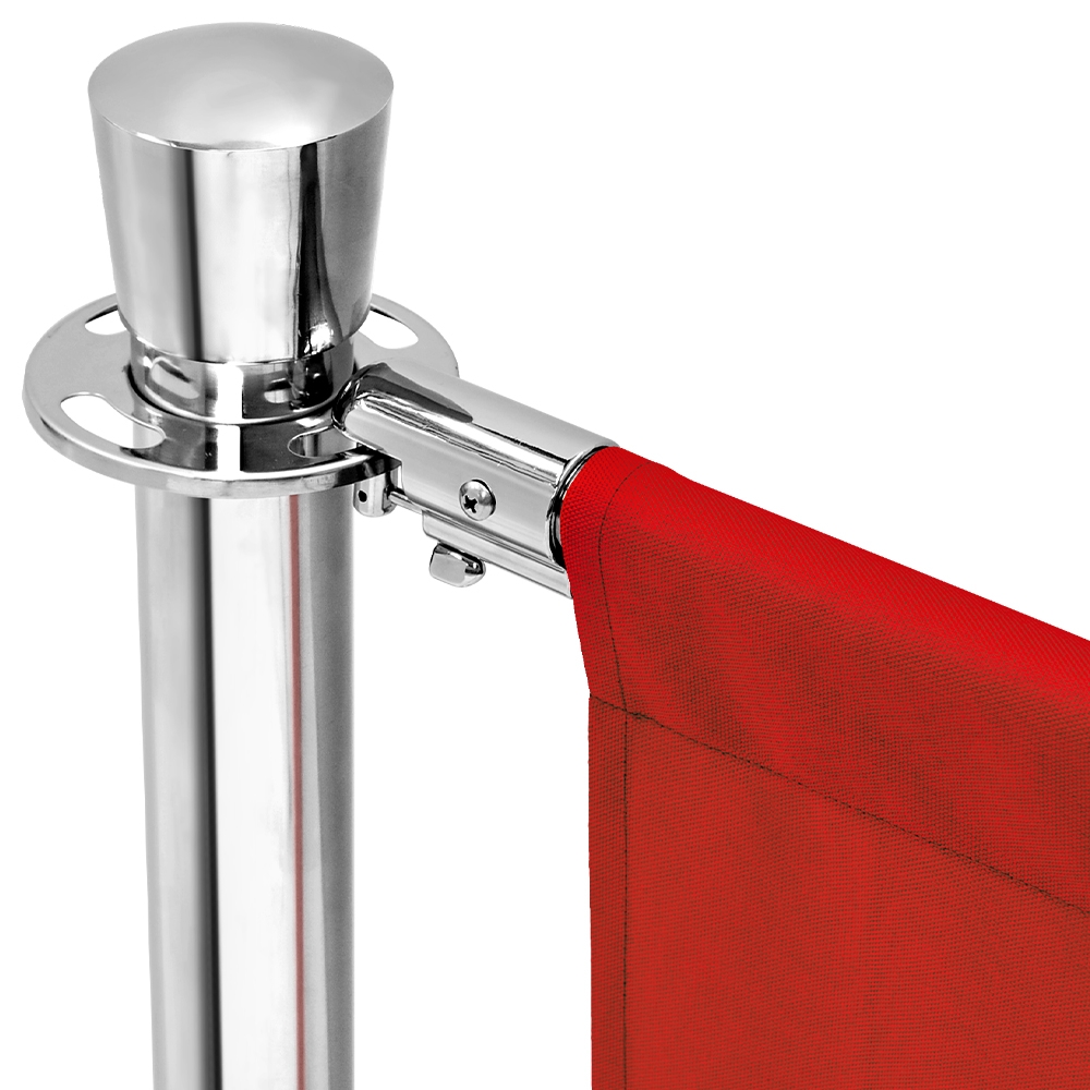 Restaurant Barriers – 12 Chrome Posts & 11 Red Banners