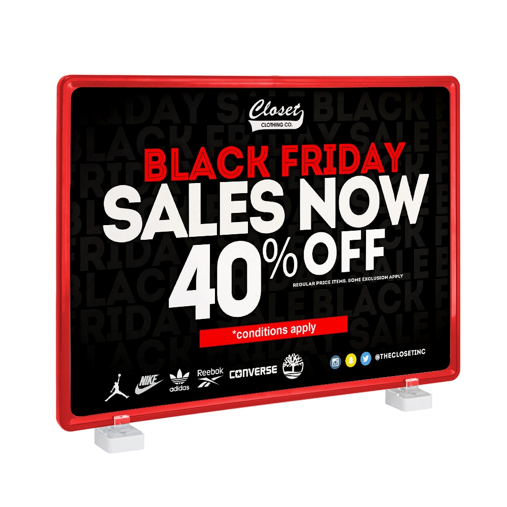 A3 Red POS Display Frame with Magnetic Holders