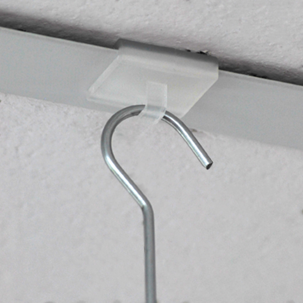 The Plastic Hanging Clip Attaches to T-Rail on Drop Ceilings!