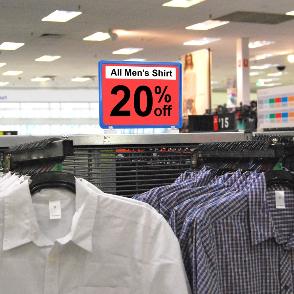 Blue POS Sign with Two Magnetic Holders for Retail