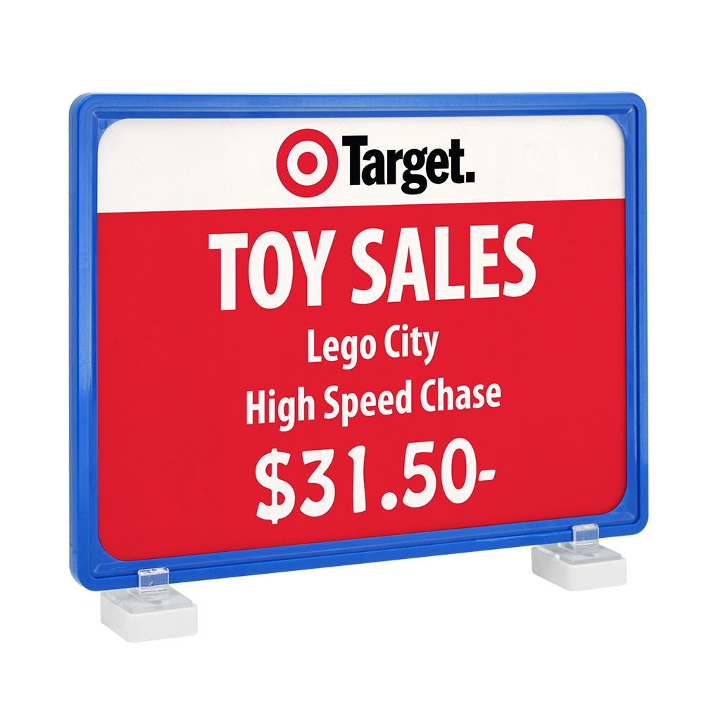Blue POS Sign with Two Magnetic Holders for Retail