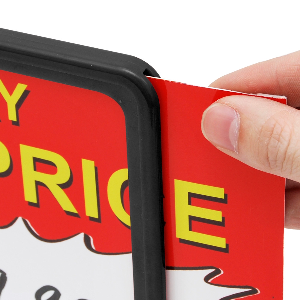 A5 Pricing Sign with Magnetic Holders and Black Frame