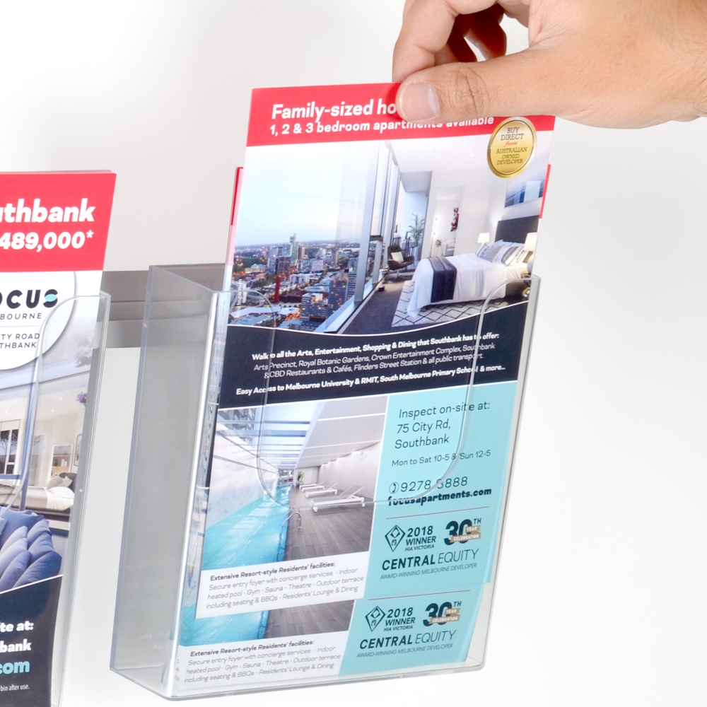 These Hanging Magazine Racks have (8) Acrylic Pockets!