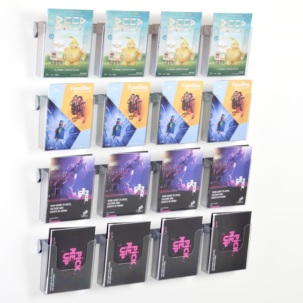 This Plastic Magazine Rack has Many Pockets for Placing Brochures!