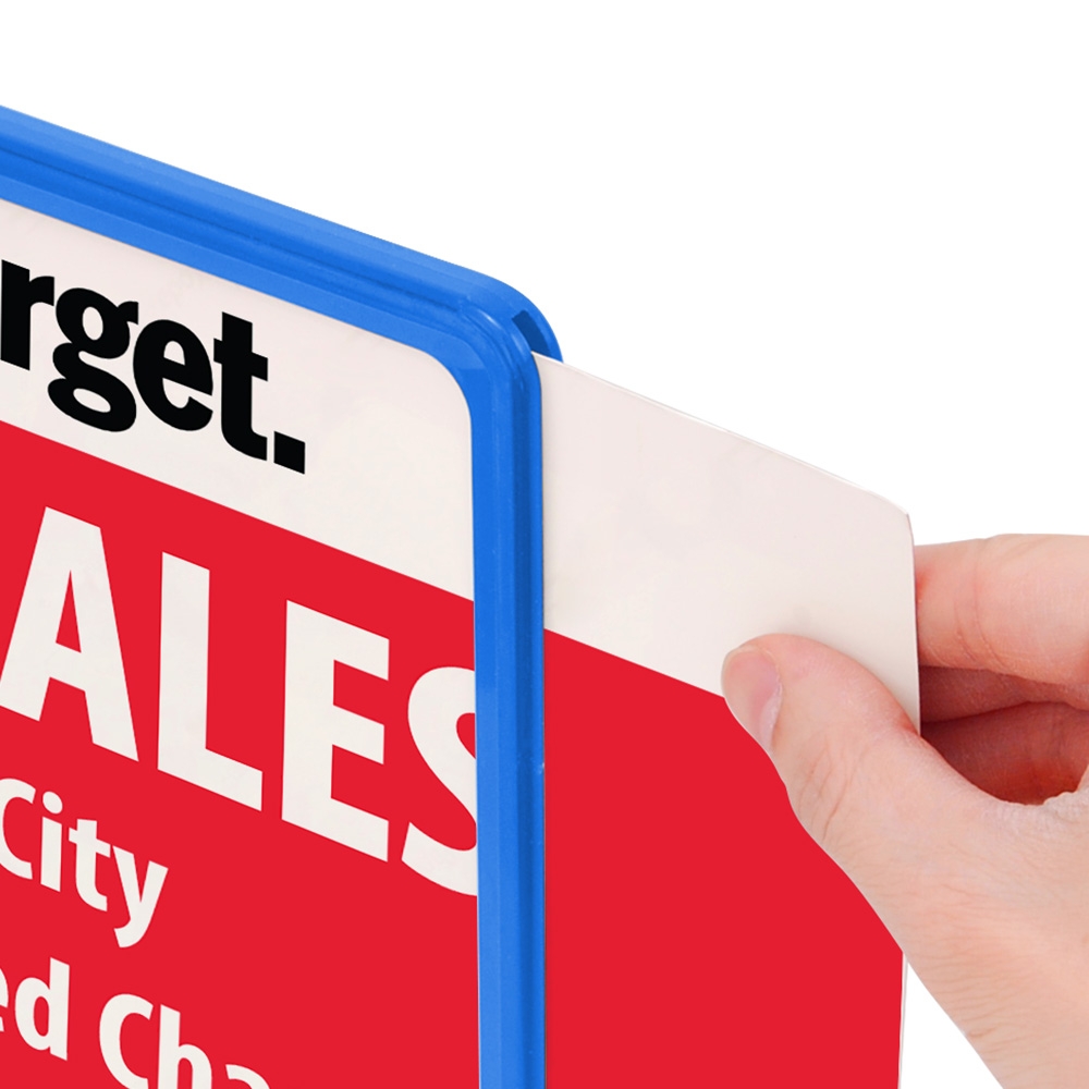 A4 POS Sign with Blue Frame and Detachable Plastic Feet