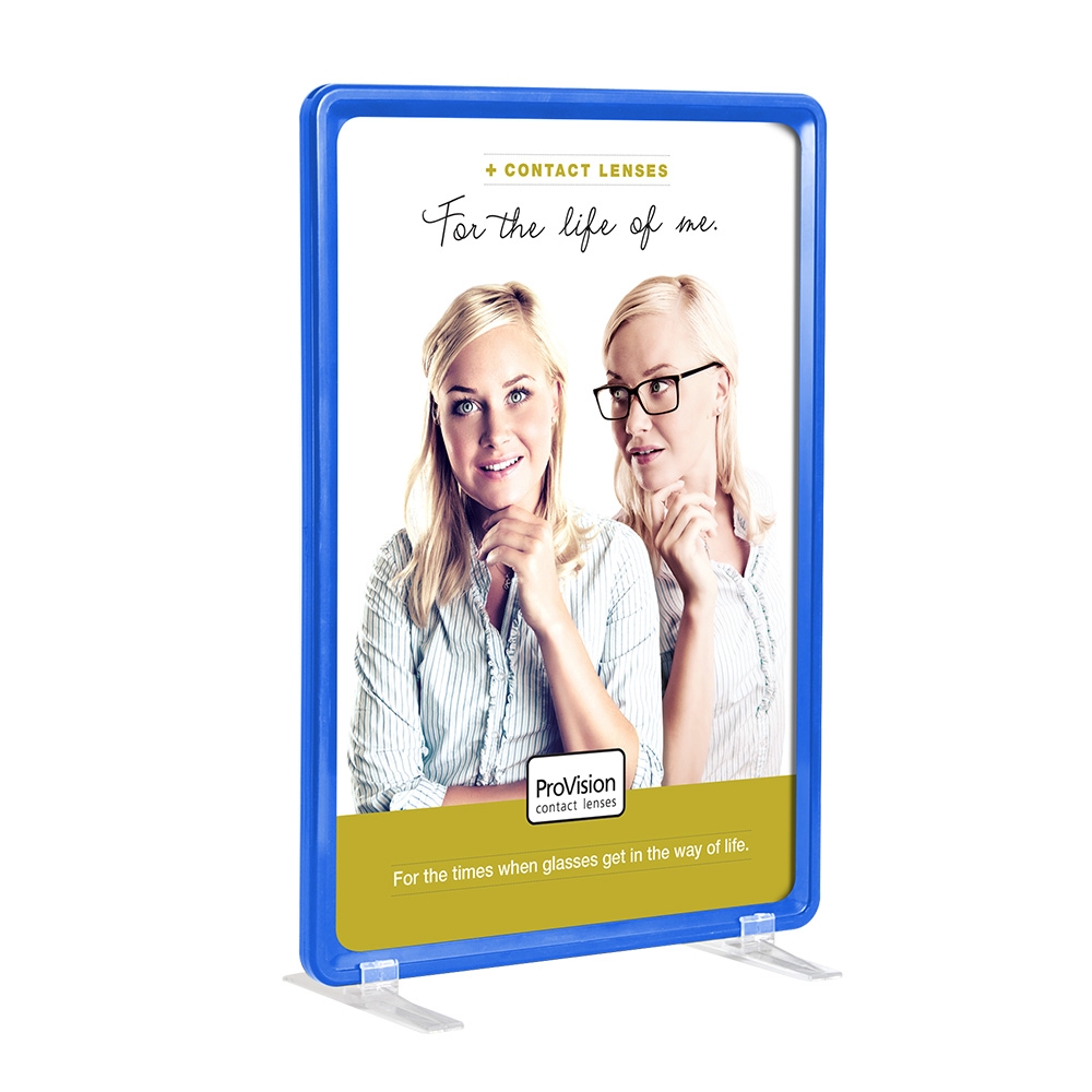 A4 POS Sign with Blue Frame and Detachable Plastic Feet