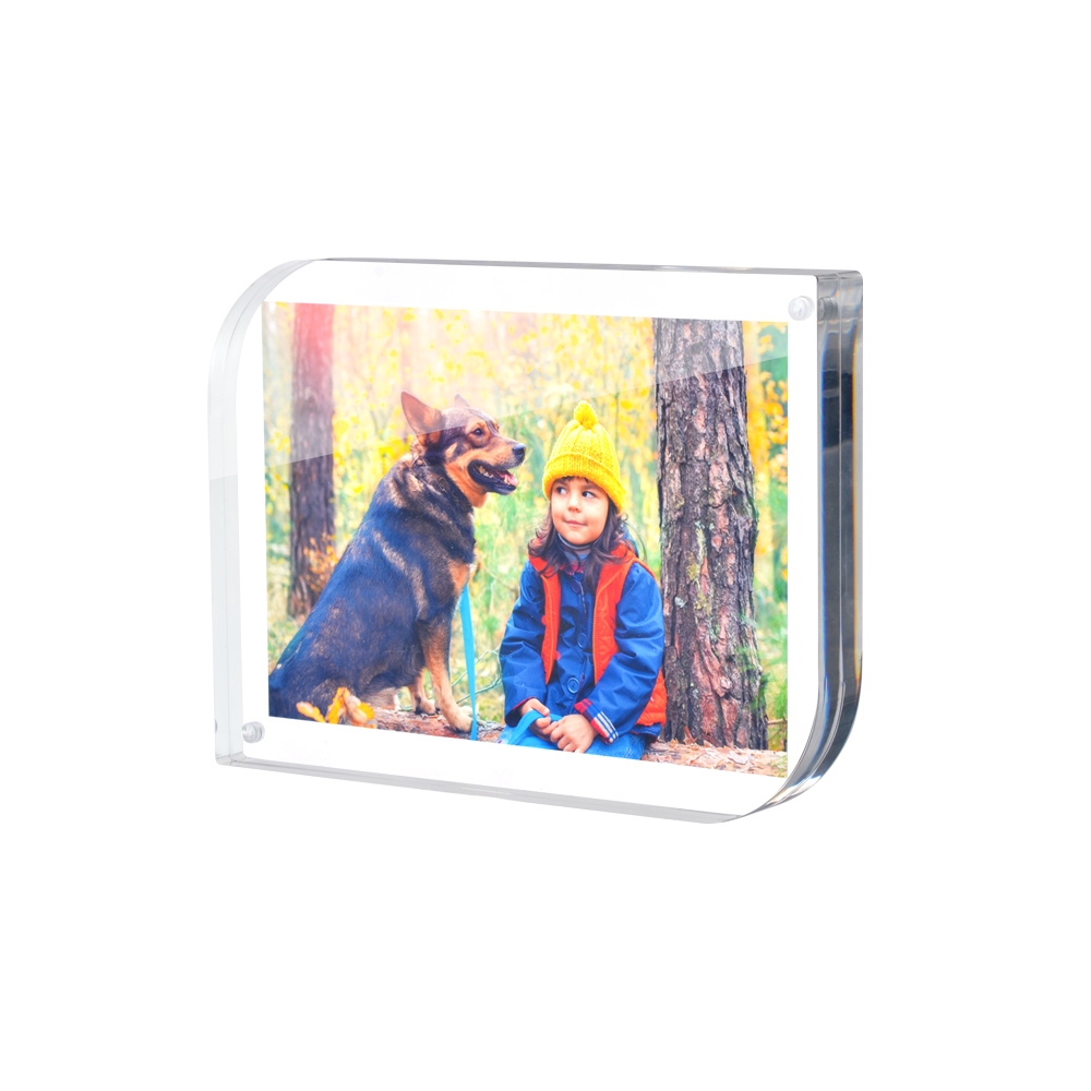 The Acrylic Block Frame Features Button Magnets Holding the Display ...