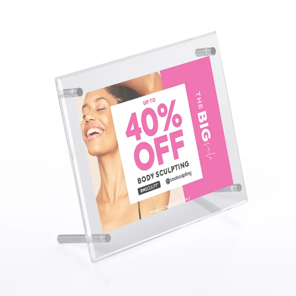 The Acrylic Block Frame Features Button Magnets Holding the Display ...