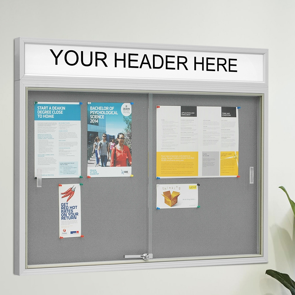 Tackboards – Lockable, Grey Fabric ¦ Slimline Warehouse