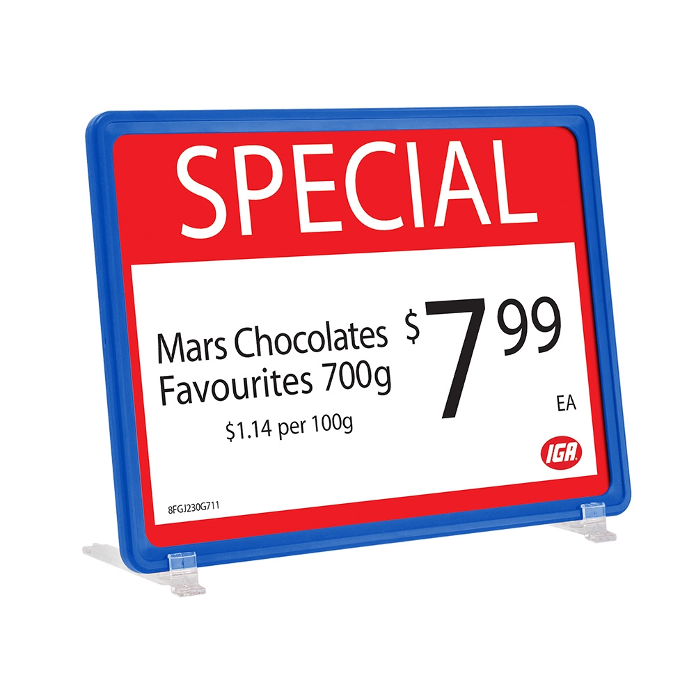 Blue A4 Tilted Sign Freestanding for Retail Stores