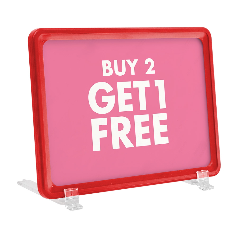 Red A5 Tilted Sign for Point of Sale Displays Instore