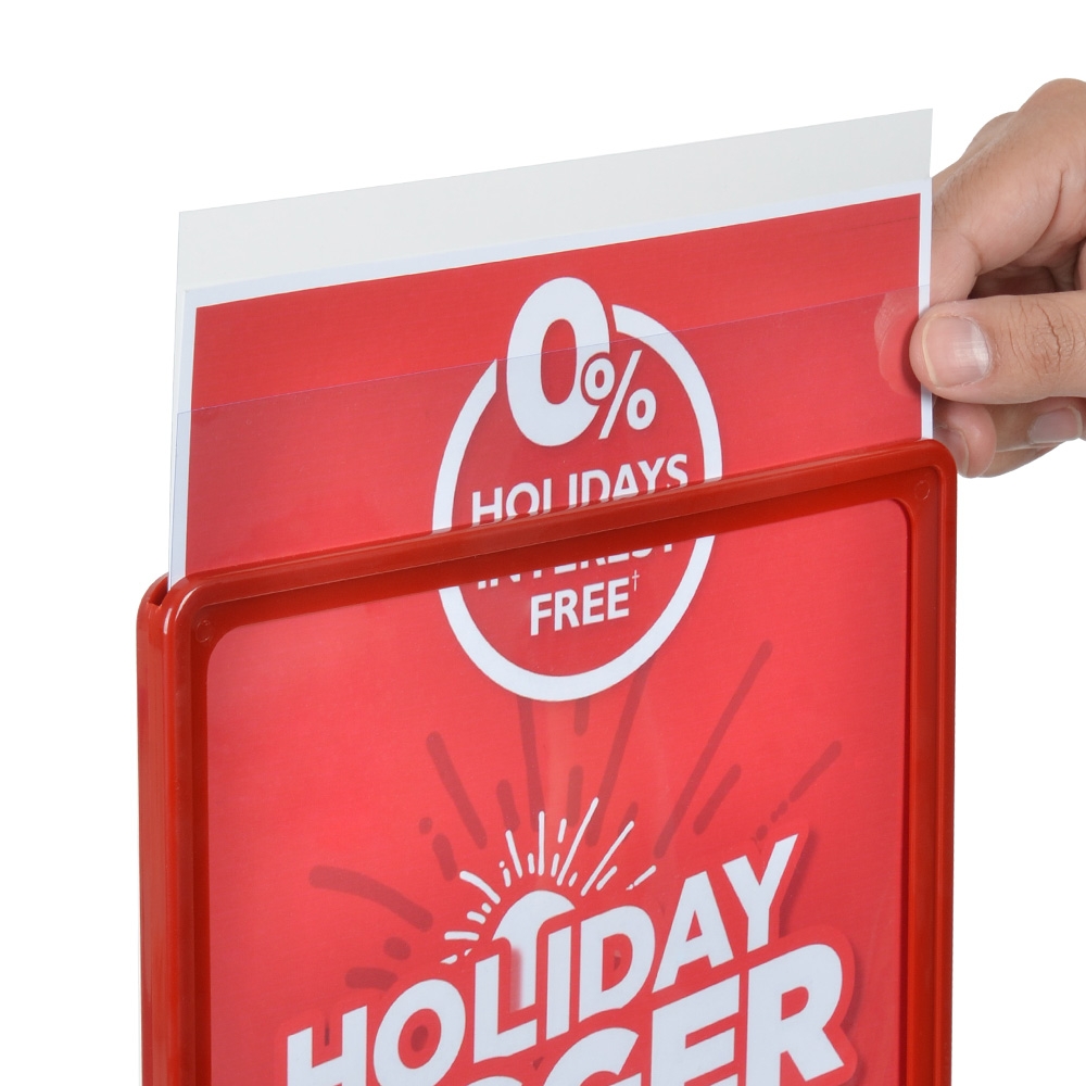 A4 Red Stand with Shovel Base for Retail Pricing Display