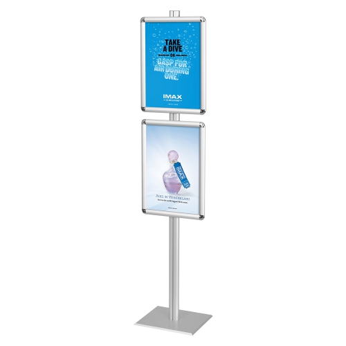 This Freestanding Display holds (2) A3 Posters in Clip Frames!