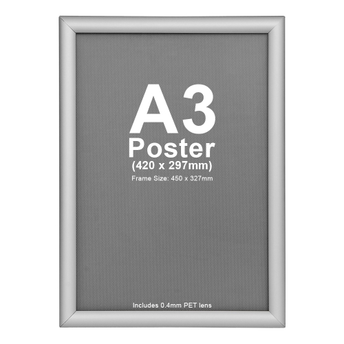 Snap Frames- Sign Frame size A3. Aluminium Frame in Matte finish, with ...
