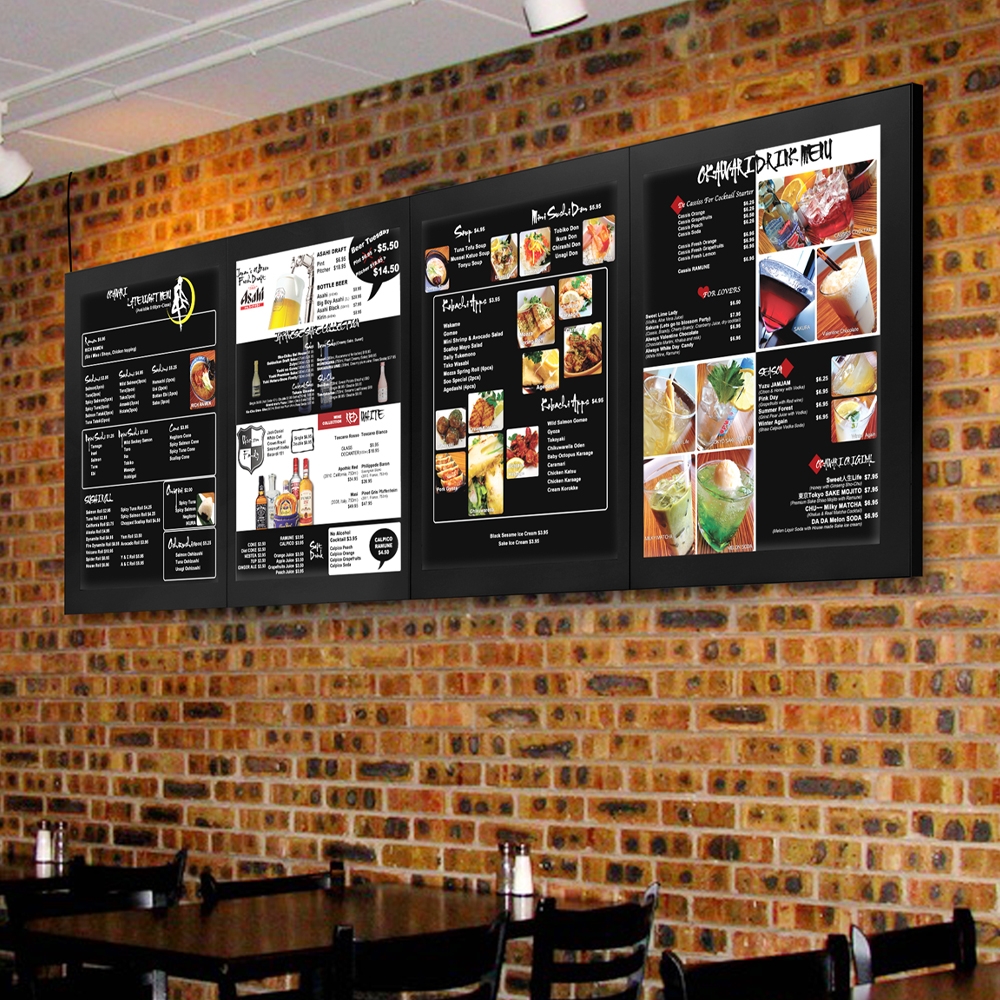 Restaurant Menu Signs are Backlit to Easily be Read!