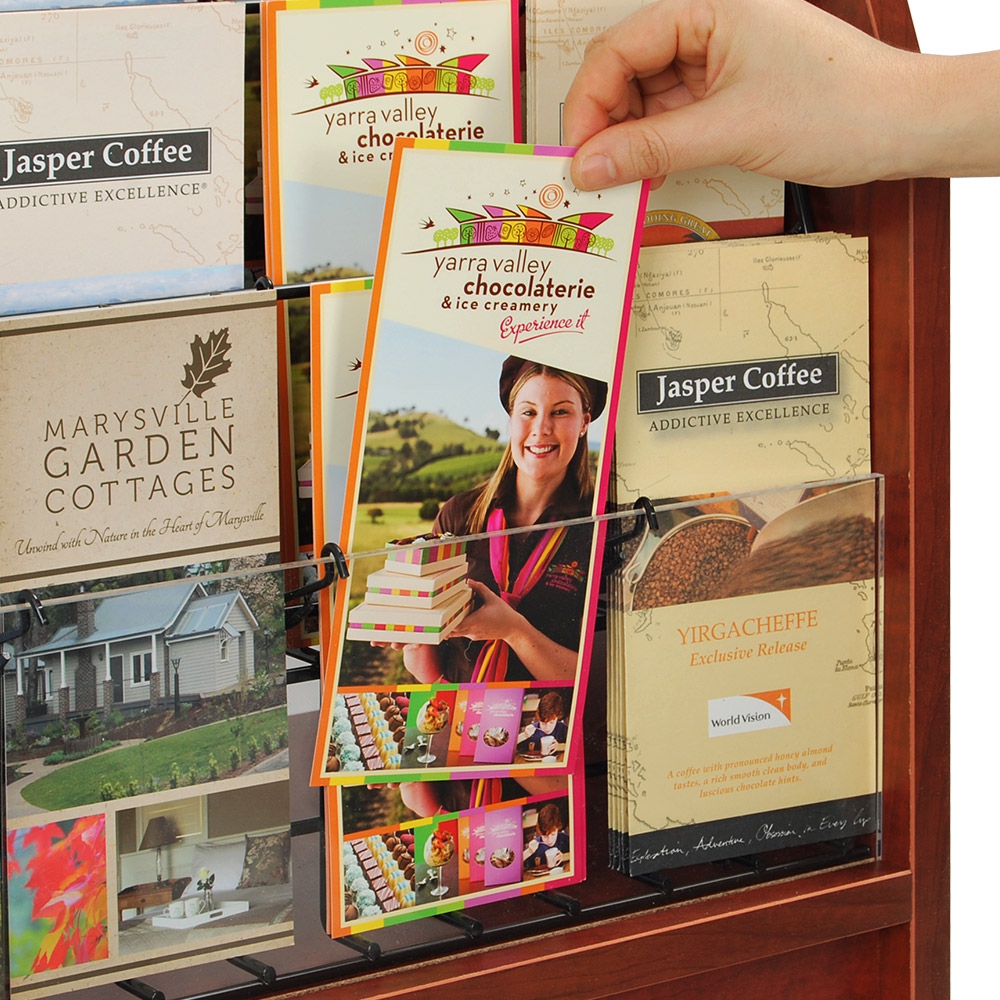 The Wood Brochure Rack Looks Great with in Any Decor!