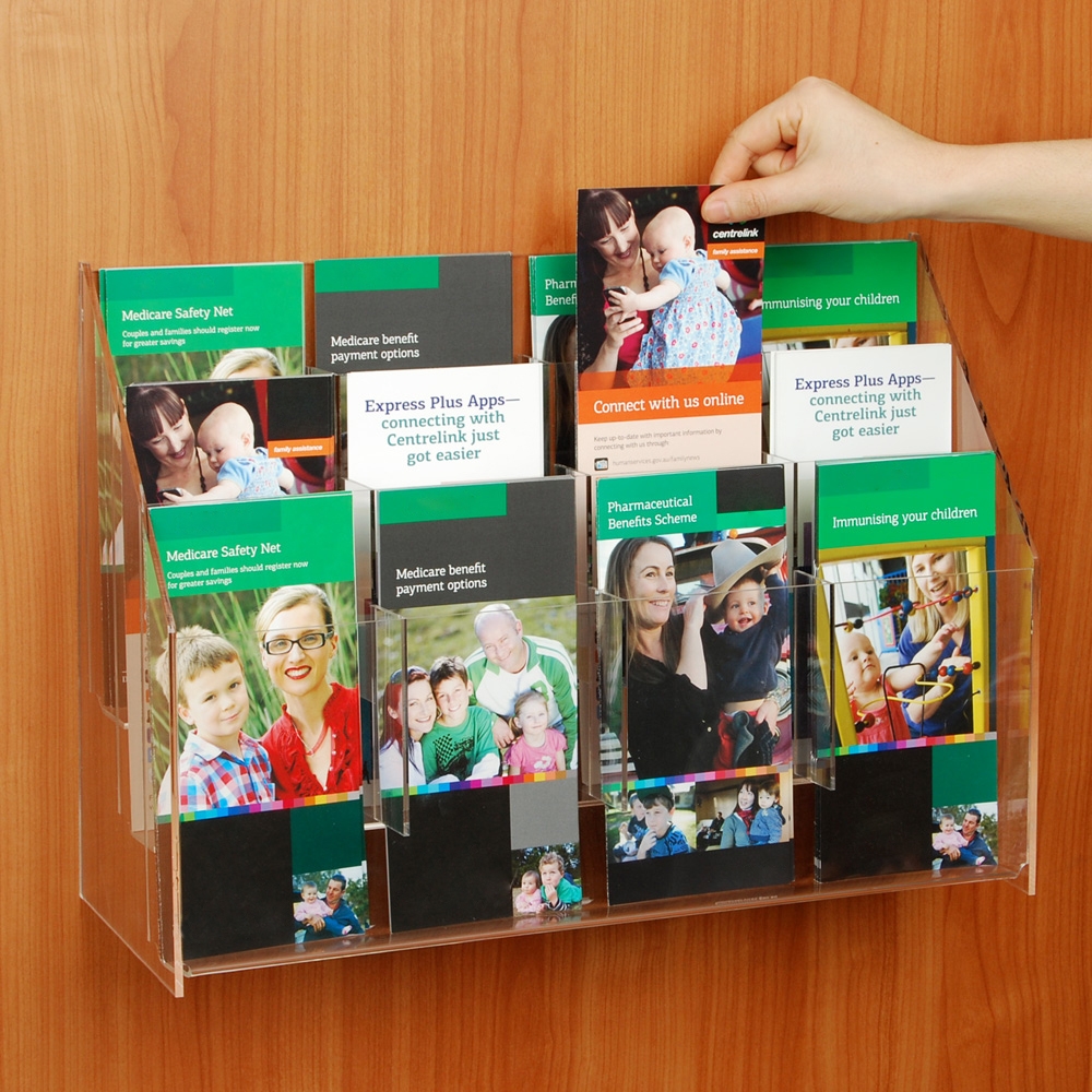 A Wall Brochure Display Has 12 Pockets for Leaflets!