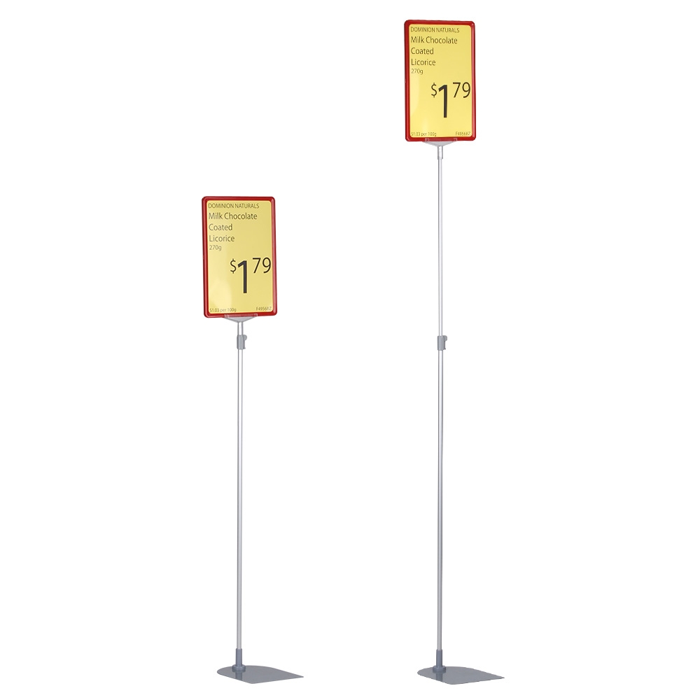 POS A4 Display with Red Frame Retail with Adjustable Height