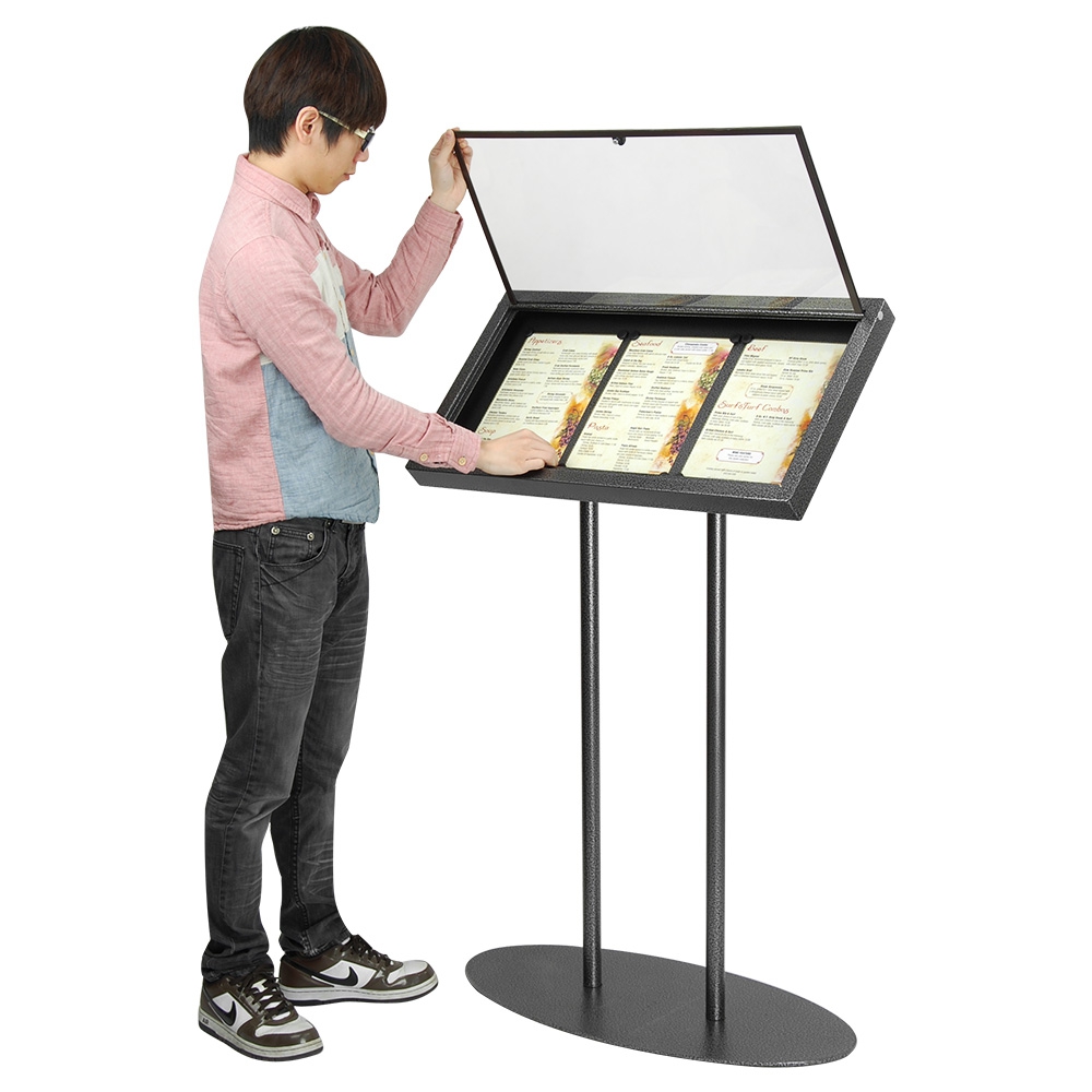 Restaurant Menu Stand holds 3 x A4 Posters in Portrait!