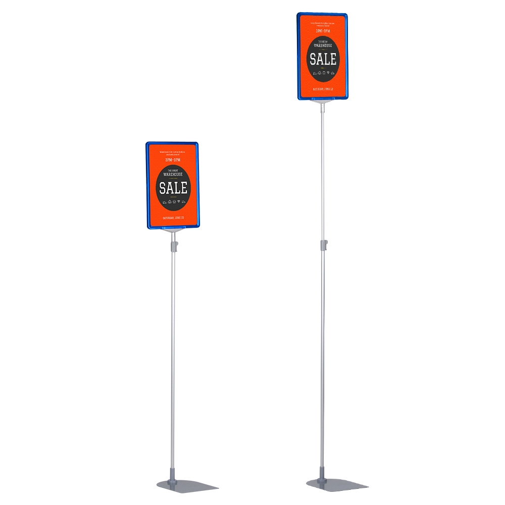 Free Standing Signage A4 has a Blue Frame & Adjustable Height