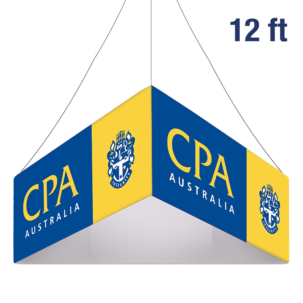 Overhead Banner – 12ft Triangle Shape w/ Custom Print