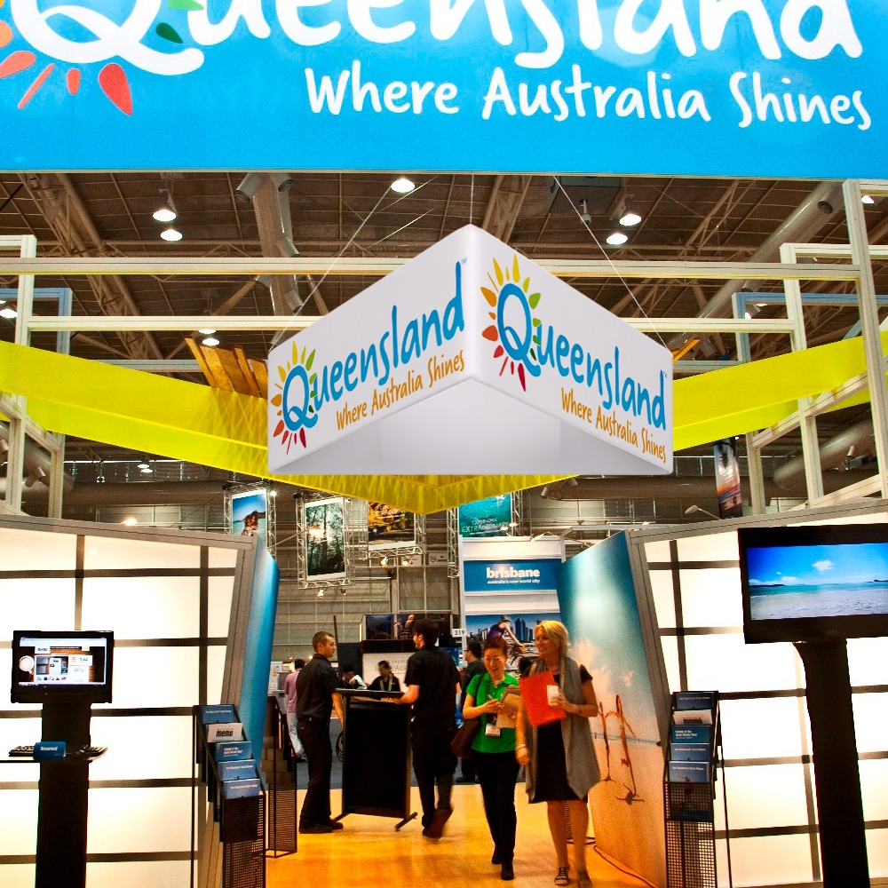 Overhead Banner – 12ft Triangle Shape w/ Custom Print