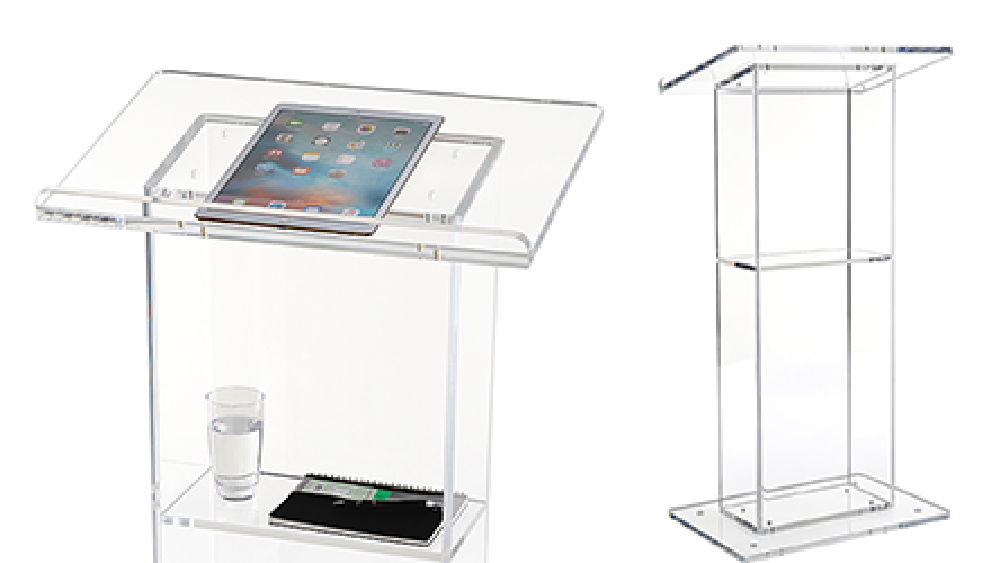 Acrylic Lecterns feature a Shelf to Hold Items!