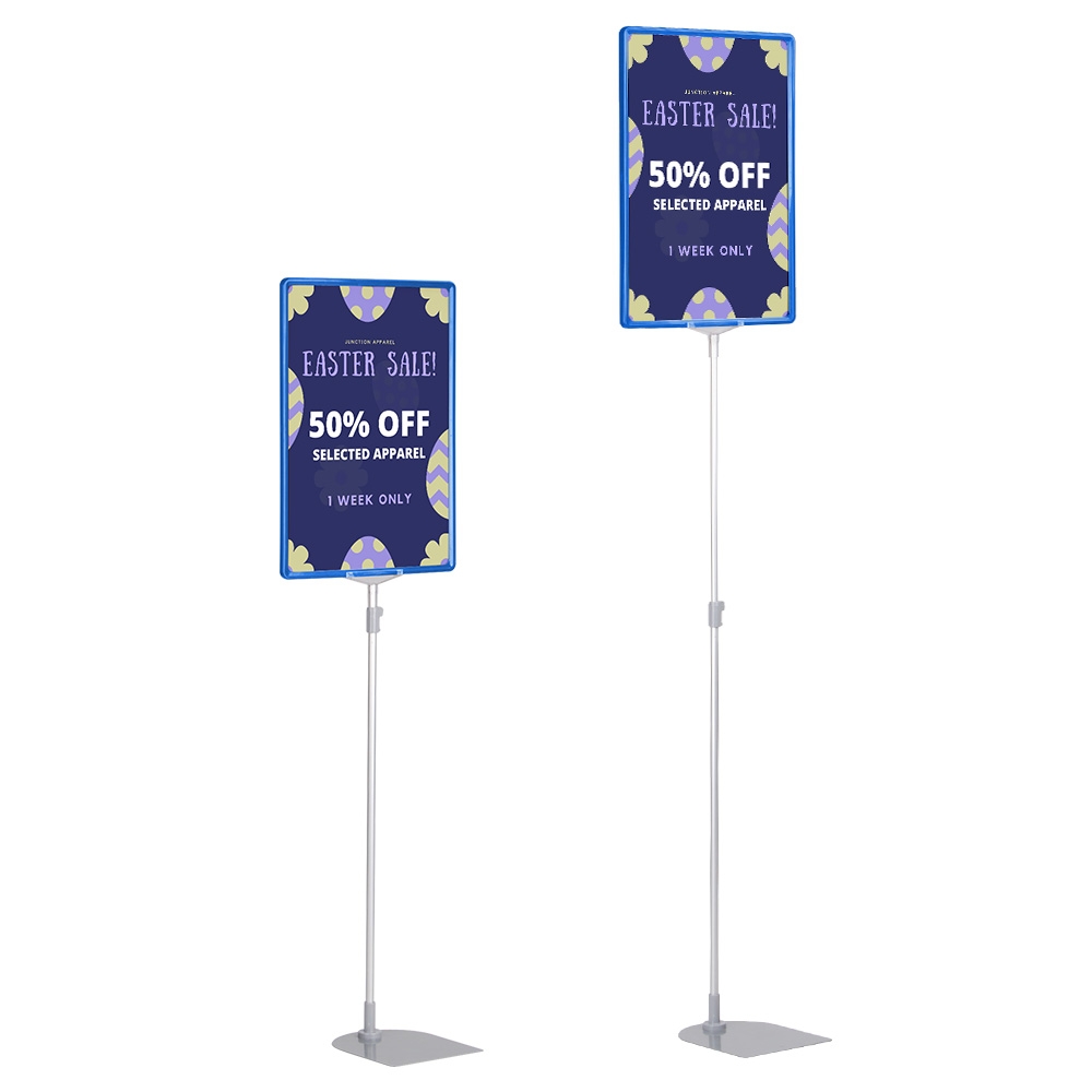 Adjustable Height Signage with A3 Blue Frame & Metal Base