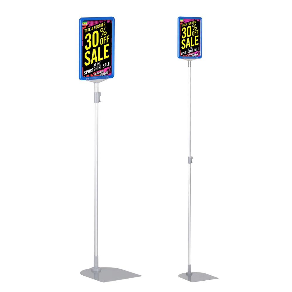 Free-Standing Grocery Sign in Blue A5 with Metal Base