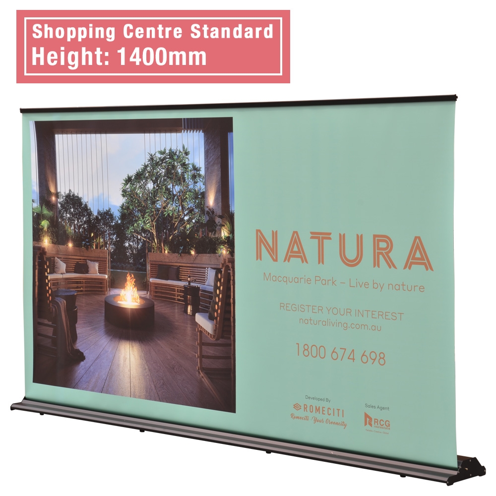 Media banner – Custom print huge 2400mm Display ¦ Slimline Warehouse