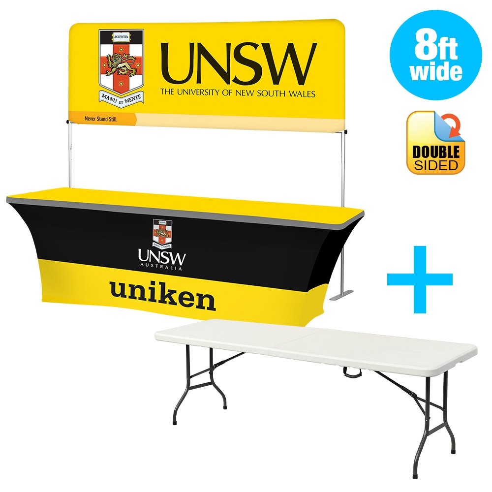 Tabletop Trade Show Displays – Backdrop, Throw & 8 ft Table