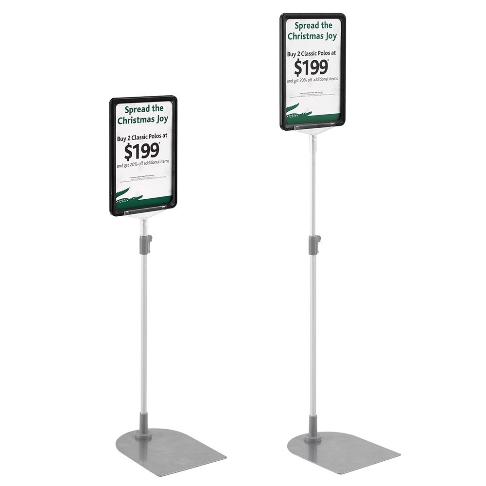 Metal Base Retail Signage in A5 with Adjustable Height