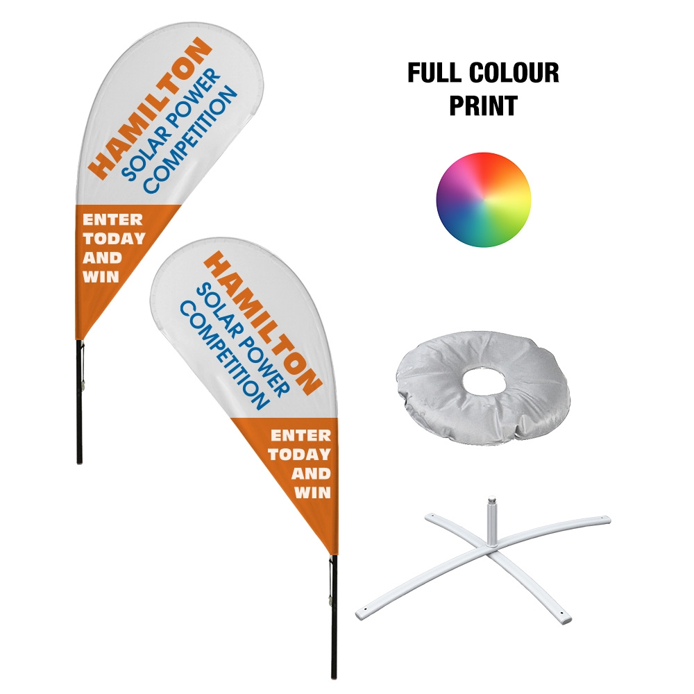 Teardrop Banner – 2m w/ 2-Sided Full Colour Print!