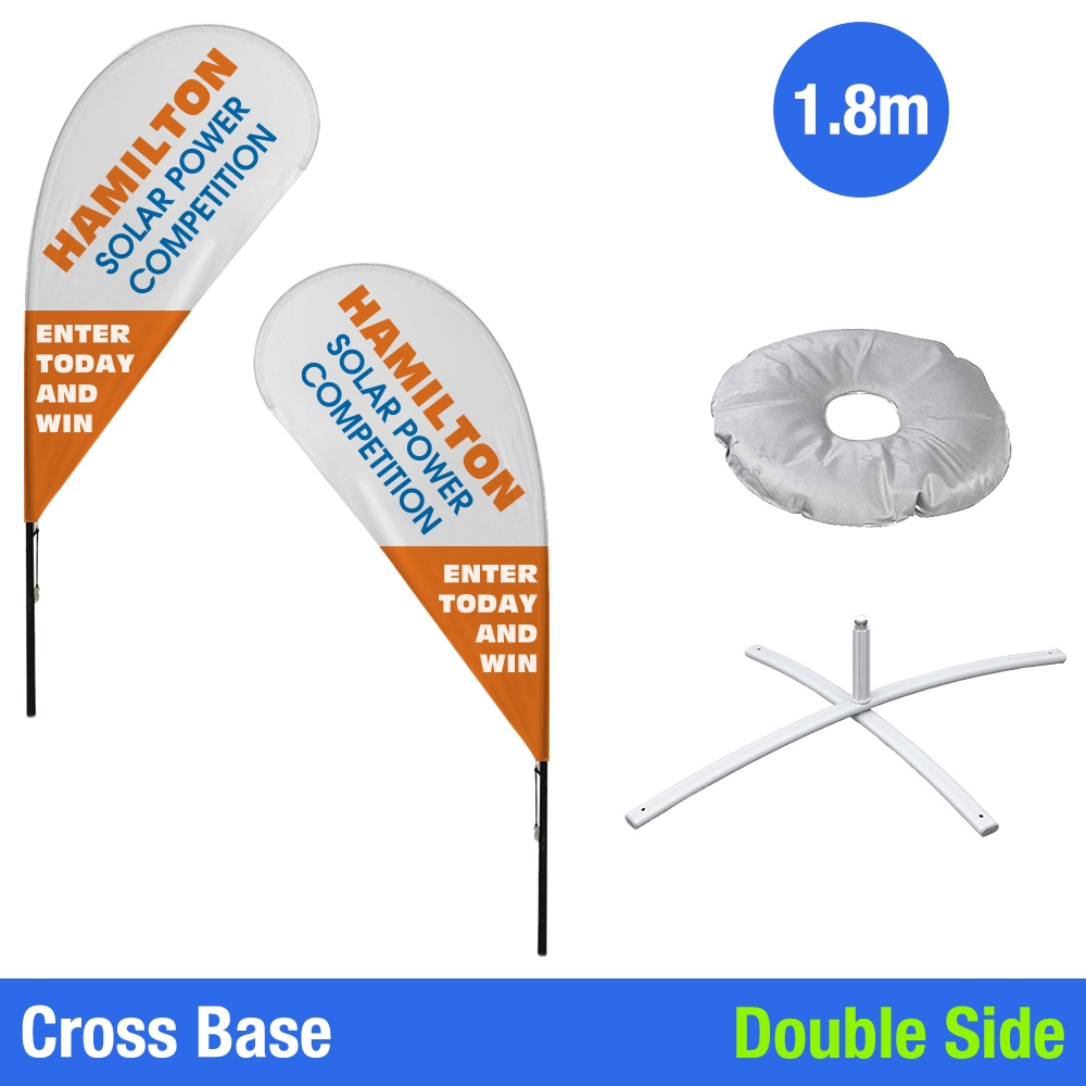 Tear Drop Banner Flag – 2m w/Custom Graphics on Both Sides