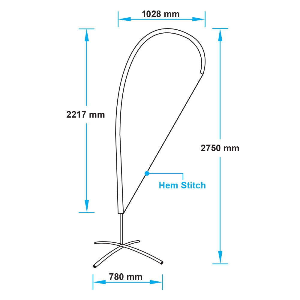 Tear Drop Banner – 2.8m w/ 2-Sided Full Colour Print!