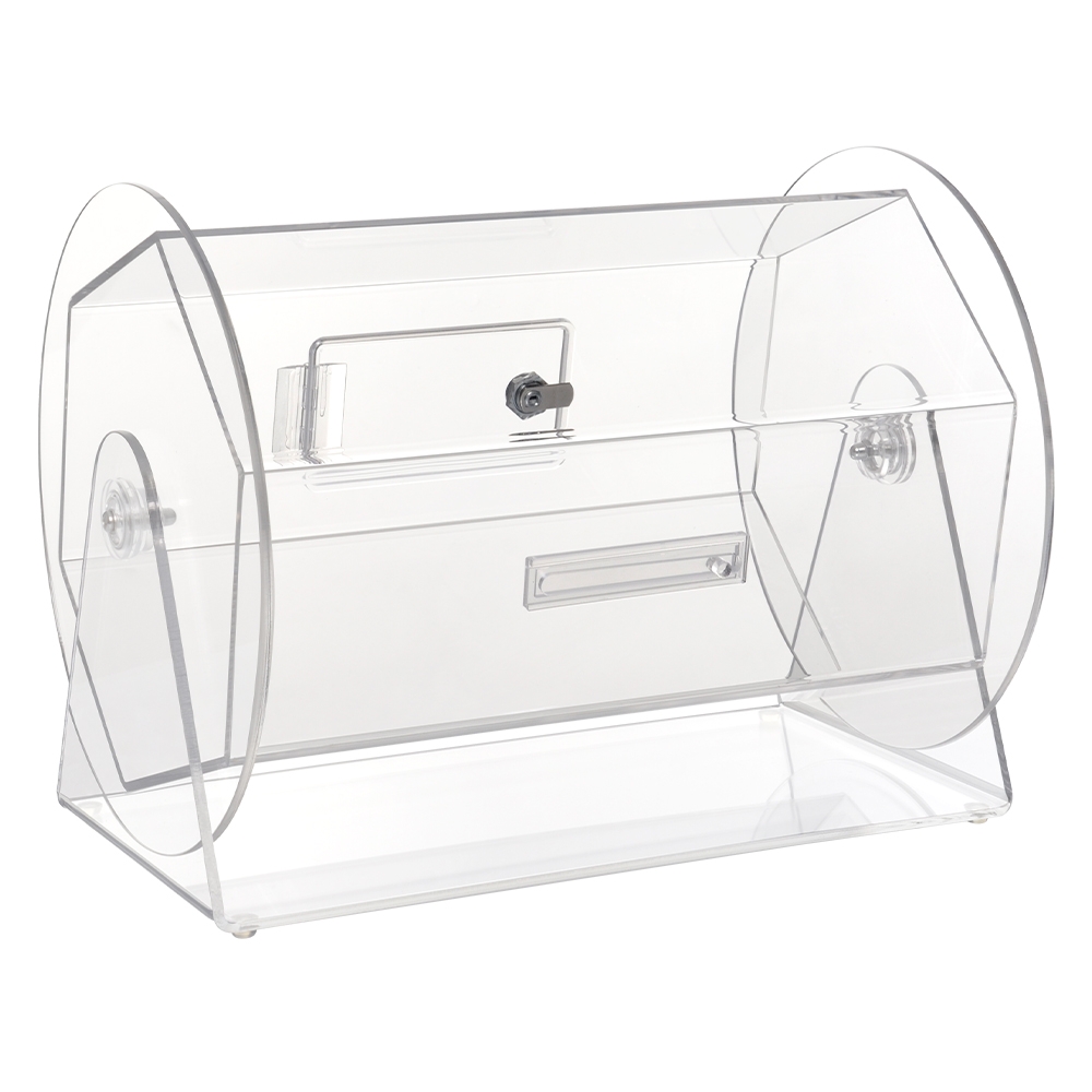 16" Acrylic Raffle Drum - Clear w/ 2 Custom Prints