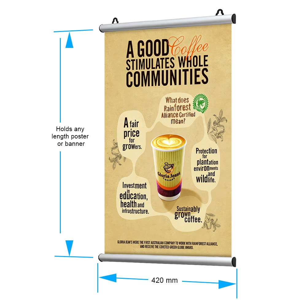 These Hanging Banners hold a 420mm wide Graphic. Use a Poster Hanging ...