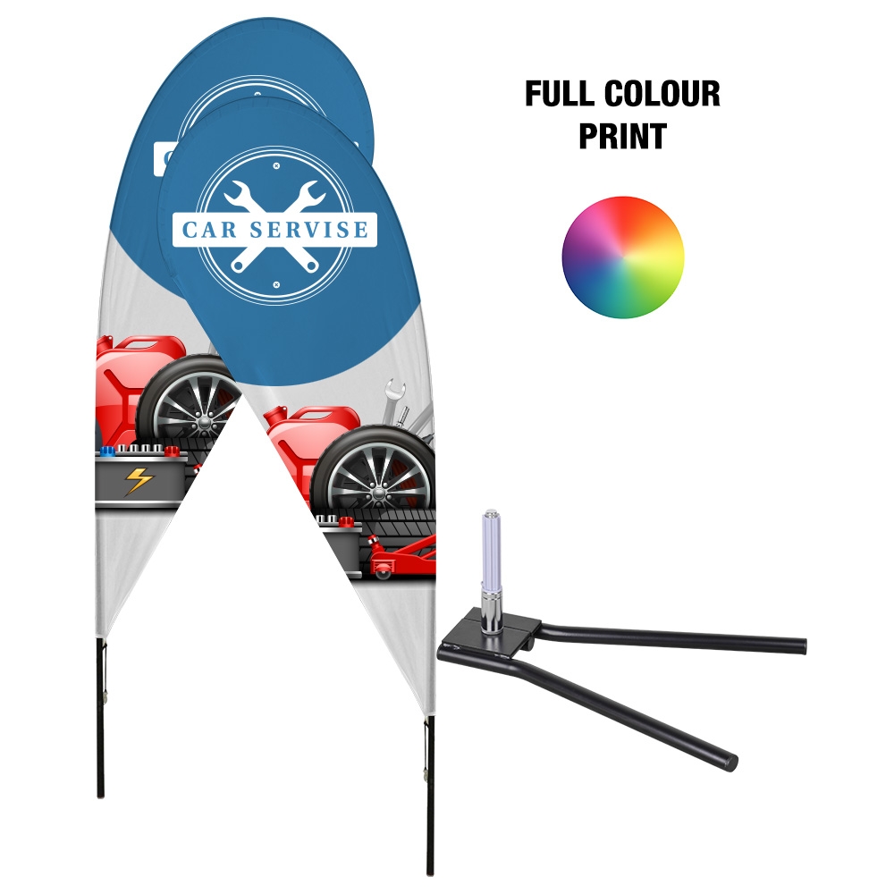 Tear Drop Banner –2.8m w/ Custom Graphics on Both Sides