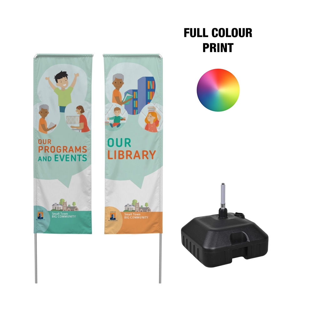Free Standing Flag – 2.4m Full Colour Graphics – Waterbase