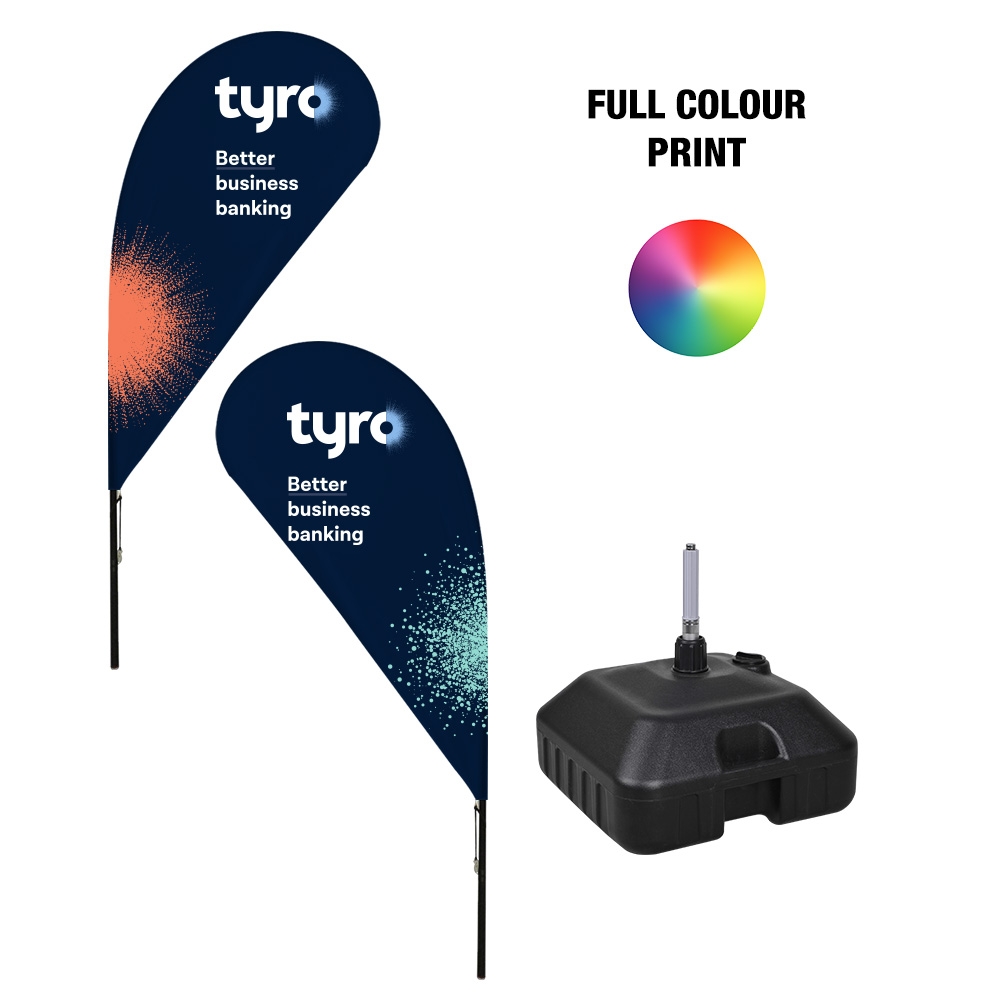 Teardrop Feather Flags – 2m Full Colour Graphics – 2-Sided