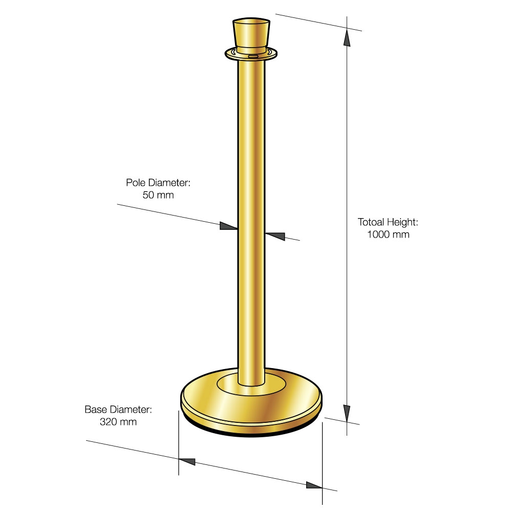 Stanchion Post with Gold Finish ¦ Slimline Warehouse